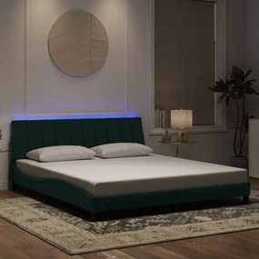 Rám postele s LED osvětlením bez matrace Hanko tmavě zelený 180 x 200 cm samet 3213796