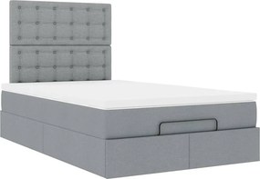 Osmanský rám postele s matrací světle šedá 120x190 cm textil 3314155
