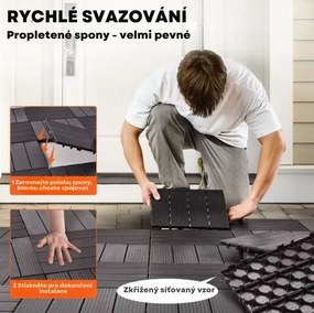 ConSys Plastové dlaždice 30x30x2 cm PP 67295 sada 10 kusů tmavě hnědá