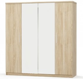Casarredo Šatní skříň 4D MARKOS dub sonoma/bílá/zrcadlo