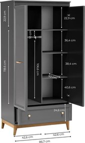 TERRA s | šatní skříň TA-10 | 92 cm | šedá