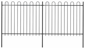 Zahradní plot s obloukem nahoře ocelový 337 x 150 cm černý 277675