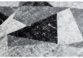 Moderní koberec TULS strukturální, střapce 51211 Geometrický antracit velikost 180x270 cm | krásné koberce cz