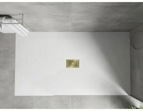 Mexen Hugo, obdélníková sprchová vanička SMC 200 x 100 cm, bílá, zlatá krytka, 42101020-G
