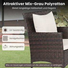 Costway 3 Kusová sada zahradního nábytku 2 ratanová křesla skleněný stolní
