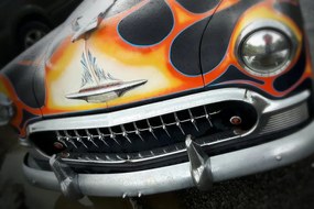 Vícedílný obraz Starožitné Auto S Plameny Nedostatek Nedostatek Přírodní plátno 60x40