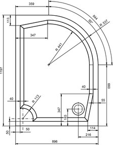 Gelco Riva GR12090L sprchová vanička 120 x 90 cm litý mramor levá