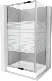 Mexen Apia sprchový kout posuvný 100 x 80 cm, bílé pruhy, chrom + sprchová vanička Rio - 840-100-080-01-20-4510