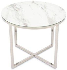 HowHomely | Konferenční stolek VERTIGO 50x60 cm chrom/bílá | DD0063