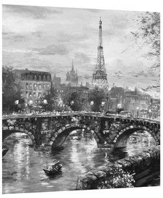 Obraz černobílé krajiny s Eiffelovou věží (30x30 cm)