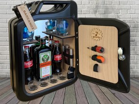 Kanystr bar černý speciál se zrcadlem – barová skříňka a originální dárek pro muže