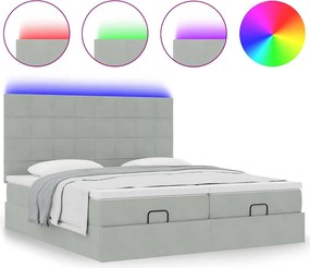 Osmanský rám postele s matracíes světle šedá 200x200cm samet 3314627