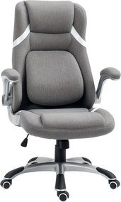 Vinsetto Ergonomická kancelářská židle s skládacími opěrkami a opěrkou hlavy, otočná pracovní židle s bederní oporou, výškově nastavitelná a s funkcí