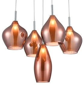 Industriální lustr Amber 5 měděná