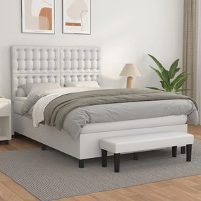 Box spring postel s matrací bílá 140 x 190 cm umělá kůže 3137660