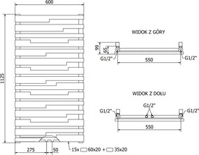 Mexen Provo, topné těleso 1125 x 600 mm, 799 W, černá, W209-1125-600-00-70