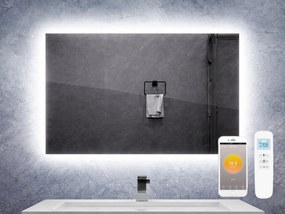 Zrcadlový infrapanel s LED osvětlením MIRROR 580W | Výhřevnost 10,5 m2 | 100x60 cm | WiFi termostat | Dálkový ovladač | Zrcadlo na šířku