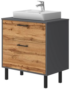 Lavedo Afina Neon Grey/Wotan Oak 70 koupelnová skříňka s umyvadlem