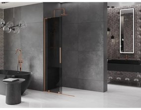 Mexen Velar L, posuvná sprchová zástěna Walk-in 100 x 200 cm, 8mm šedé sklo, měděná matná, 871-100-003-43-65