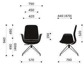 profim Konferenční křeslo Ellie Pro 20V3 kožené krytky područek GALERIE - Čalounění profim LÁTKY 3 / CAPTURE, OCEANIC, STEP, SYNERGY Barva kostry - Profim bílá RAL 9016