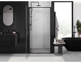 Mexen Exo, 1-křídlé sprchové dveře do otvoru 95 cm, 6mm čiré sklo, černý profil, 8181-095-000-70-00