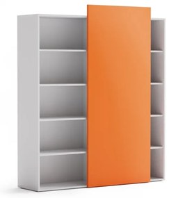 PLAN Skříň vysoká otevřená BLOCK White, oranžová