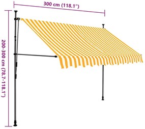 vidaXL Marketos Ručně zatahovací markýza s LED světlem 300 cm bílooranžová