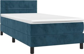 Box spring postel s matrací a LED tmavě modrá 100x200 cm samet 3134391