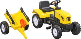 HOMCOM Pedálový Traktor s Přívěsem - Pedálové Auto pro Děti od 3 Let do Zahrady, Železný Žlutý 133 x 42 x 51 cm | Aosom