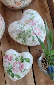 Keramické dekorační srdce s růžemi Rossia M - 8*8*4 cm