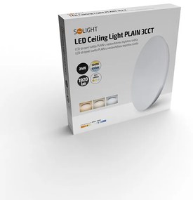 Solight LED stropní světlo Plain, 3CCT, 24W, 1920lm, 3000K, 4000K, 6000K, kulaté, 38cm