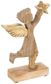 Dřevěný anděl se zlatou hvězdou - 15*2,5*20cm