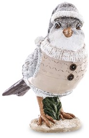 Figurka zimní ptáček s šedou čepičkou 147551