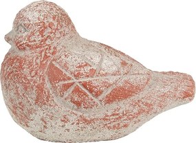 Cihlovo-šedá antik cementová dekorace ptáček Brocante - 14*9*10 cm