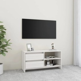 TV stolek bílý 80 x 31 x 39 cm masivní borové dřevo