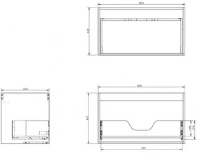 Mexen Box-A, závěsná skříňka 80 cm, 1 zásuvka, šedá matná, 91AX0-0800-470-1-62