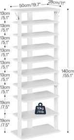 Botník Vasagle Kloudy 50 cm bílý II