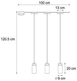 Moderní kolejnicový systém se 3 černými závěsnými světly 1-fázový - Magnetic Vance