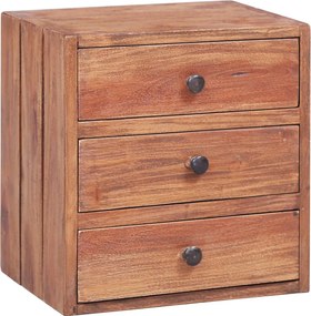 Noční stolek se 3 zásuvkami 35 x 25 x 35 cm masivní mahagon 283938