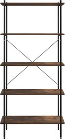 Policový regál s 5 policemi černý a přírodní 80 x 40 x 163 cm 336349