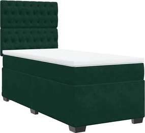 Box spring postel s matrací tmavě zelená 90x190 cm samet 3293095