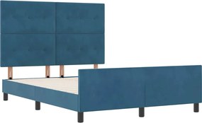 Postel s boxspringem s čelo Tmavě modrá 140 x 200 cm samet 3344949