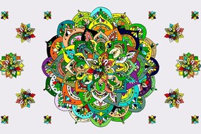 Tapeta zelená Mandala - 150x100 cm