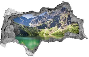 Wallmuralia Díra 3D ve zdi nálepka Morské oko Tatry 95x73 cm