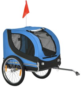 PawHut přívěs pro psy přívěs na kolo přívěs pro psy, přívěs pro psy, modrý+černý, 130x73x90cm| Aosom
