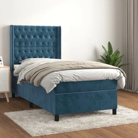 Box spring postel s matrací tmavě modrá 80 x 200 cm samet,  3132829