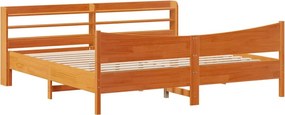 Rám postele s čelem voskově hnědý 200x200 cm masivní borovice 3307034