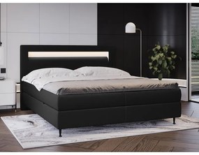Kontinentální postel s osvětlením Eurybia, Rozměr postele: 160 x 200 cm, Potah: Ekokůže Soft 011 (černá)