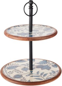 Dvoupatrový podnos LOSY 42 cm z masivu vícebarevný