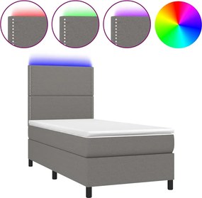Box spring postel s matrací a LED tmavě šedá 90x190 cm textil 3134758